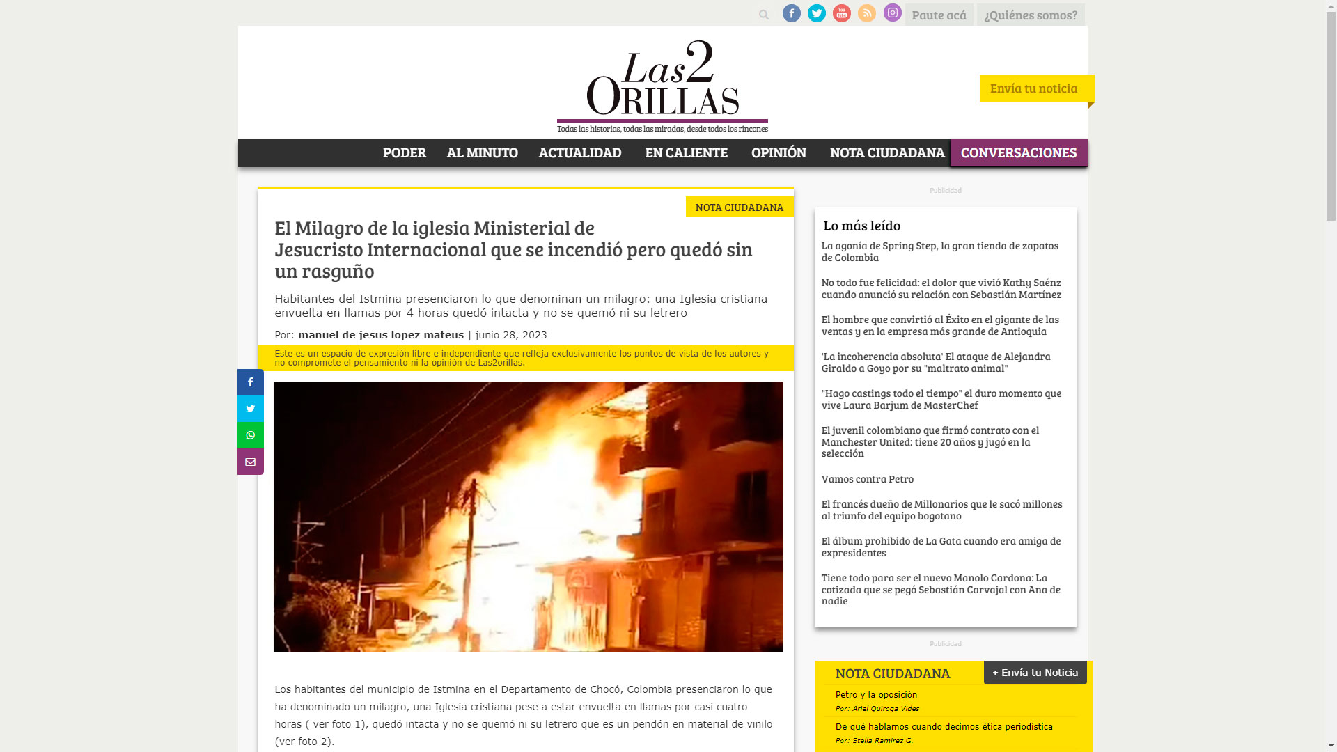 Reconocido medio de comunicación, pública el testimonio de cómo Dios ...